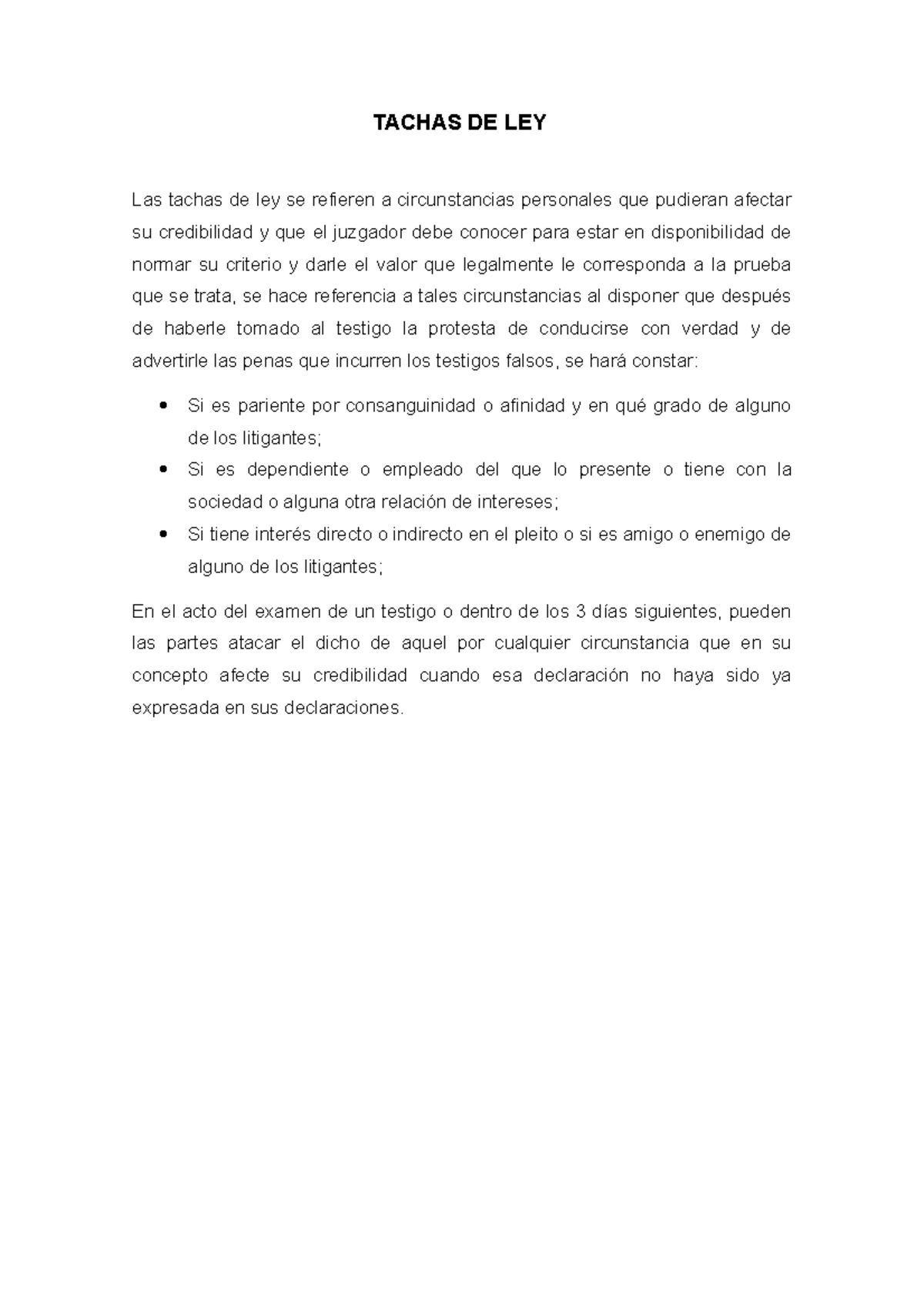 Tachas de Ley - TACHAS DE LEY Las tachas de ley se refieren a ...