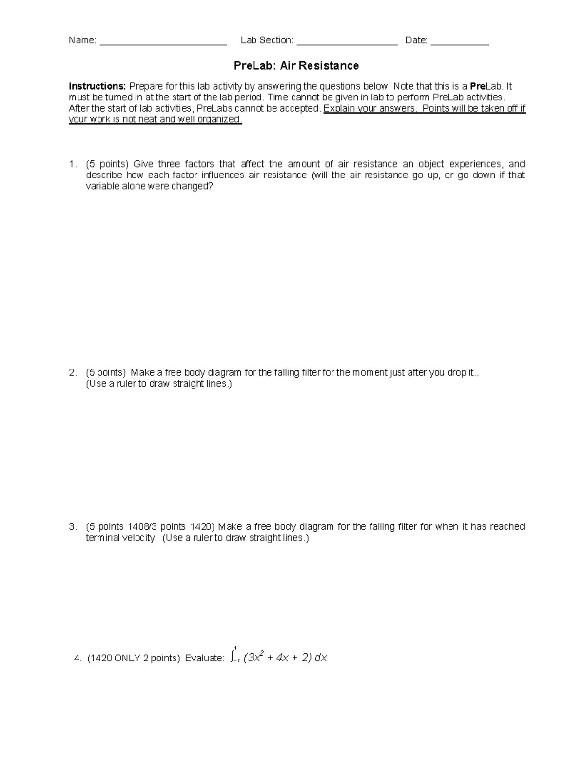 14081420 Prelab 5 Air Resistance - - Studocu