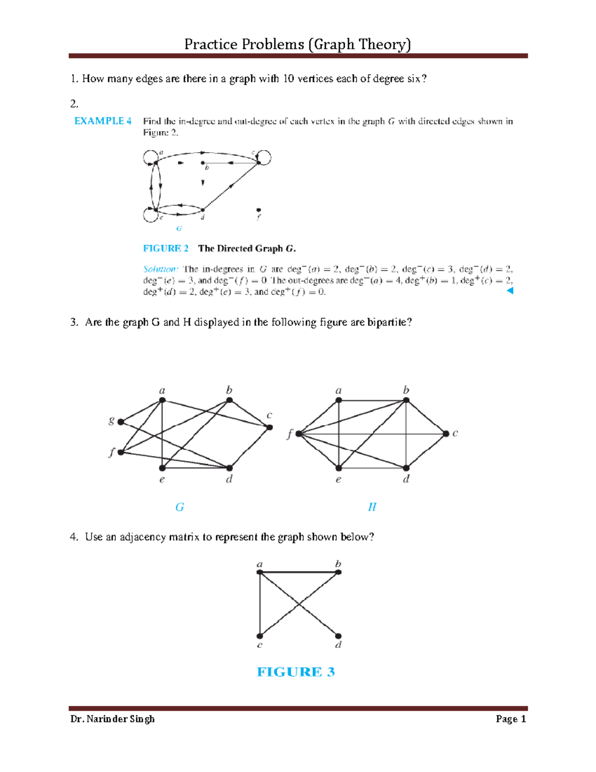 Practice Problem 23042024 - 1. How many edges are there in a graph with ...