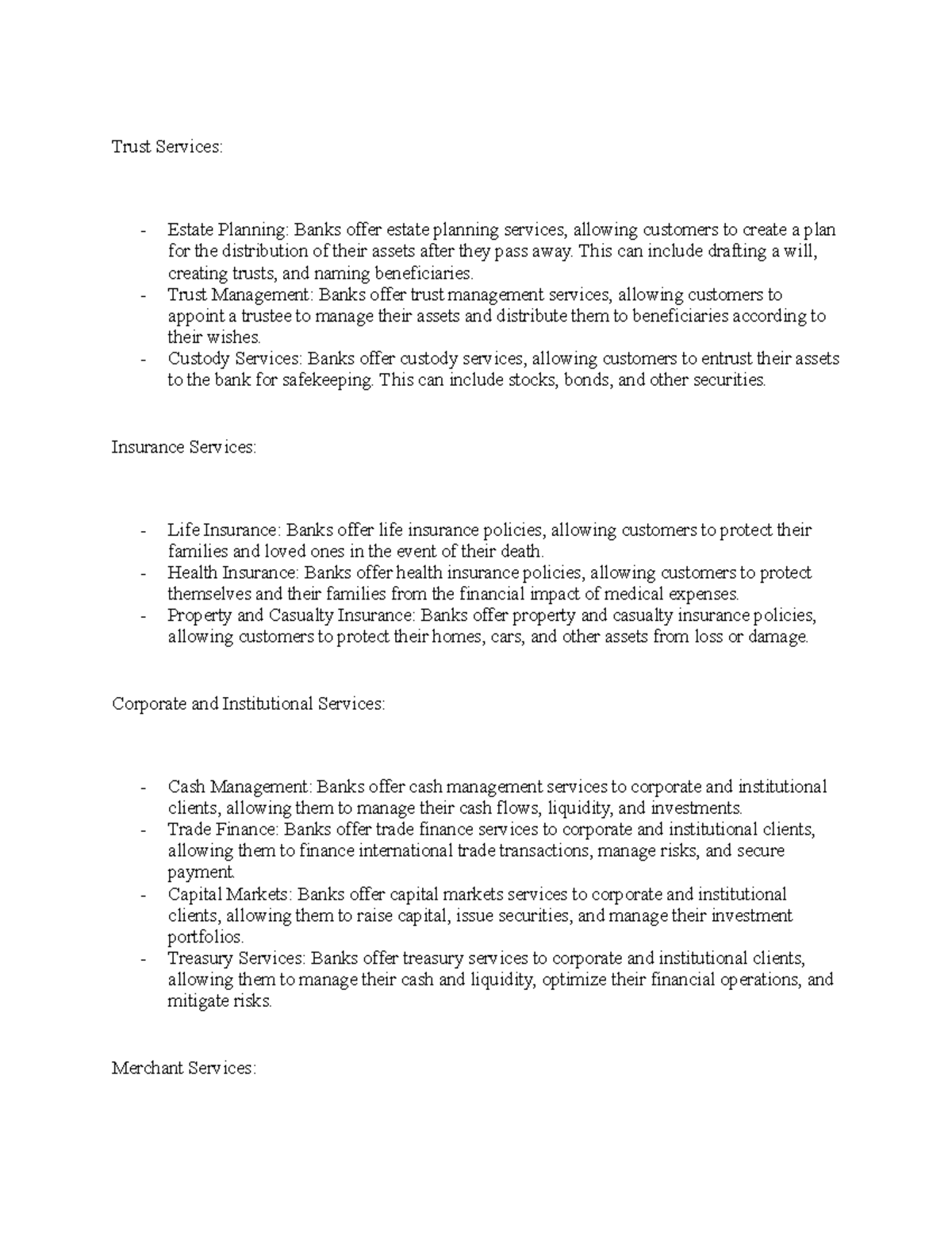 BANK Services Notes 3 - Basics of personal and household finance ...