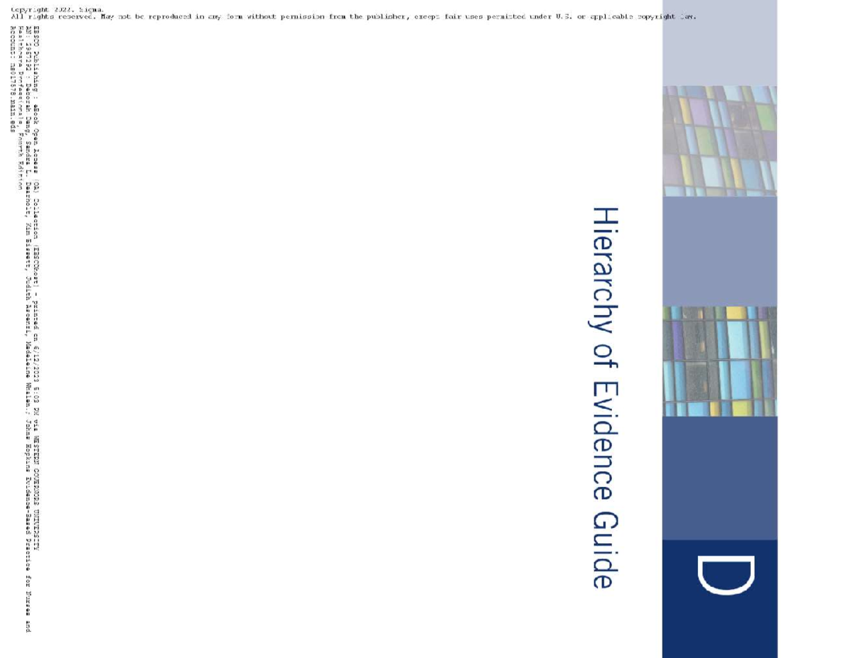 Appendix D - Hierarchy of Evidence Guide - Hierarchy of Evidence Guide EBSCO Account: Healthcare ...
