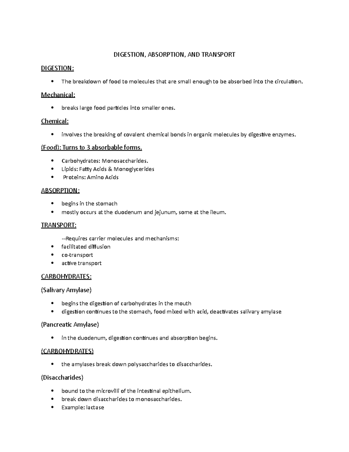 Digestion PPT File - DIGESTION, ABSORPTION, AND TRANSPORT DIGESTION ...