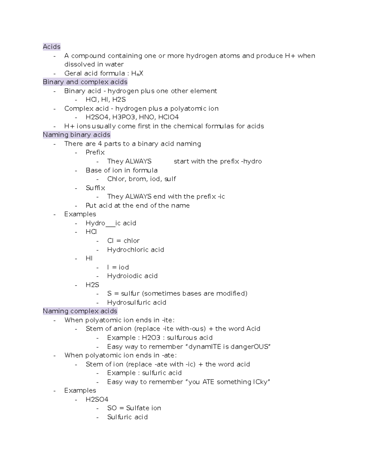 Naming acids and bases with PRACTICE - Acids - A compound containing ...