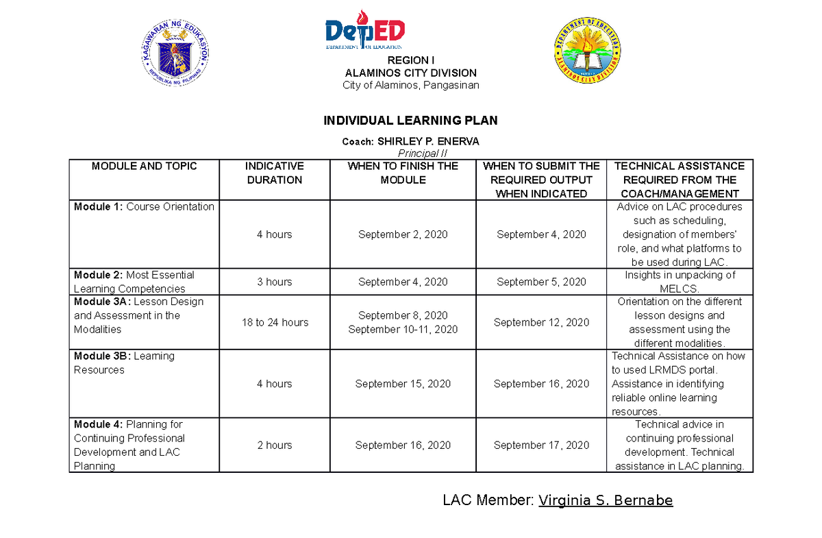 Individual- Learning-PLAN - REGION I ALAMINOS CITY DIVISION City of ...