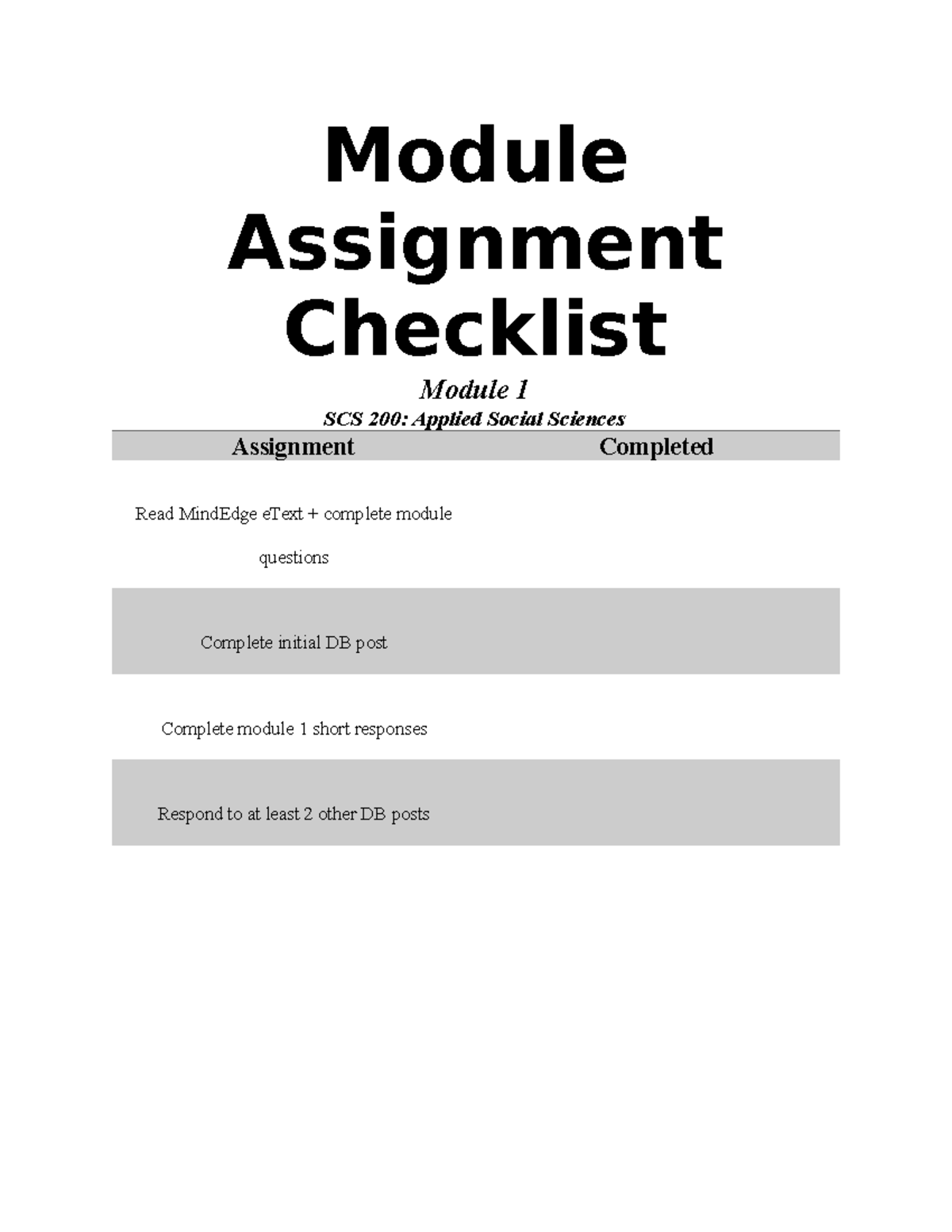Module Checklist - Course Review and Preparation Guide - SCS200 ...