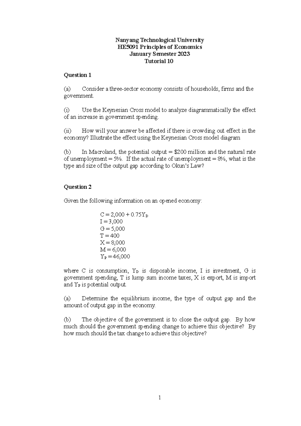HE5091 Jan 2023 Tutorial 10.Student Version - Nanyang Technological ...