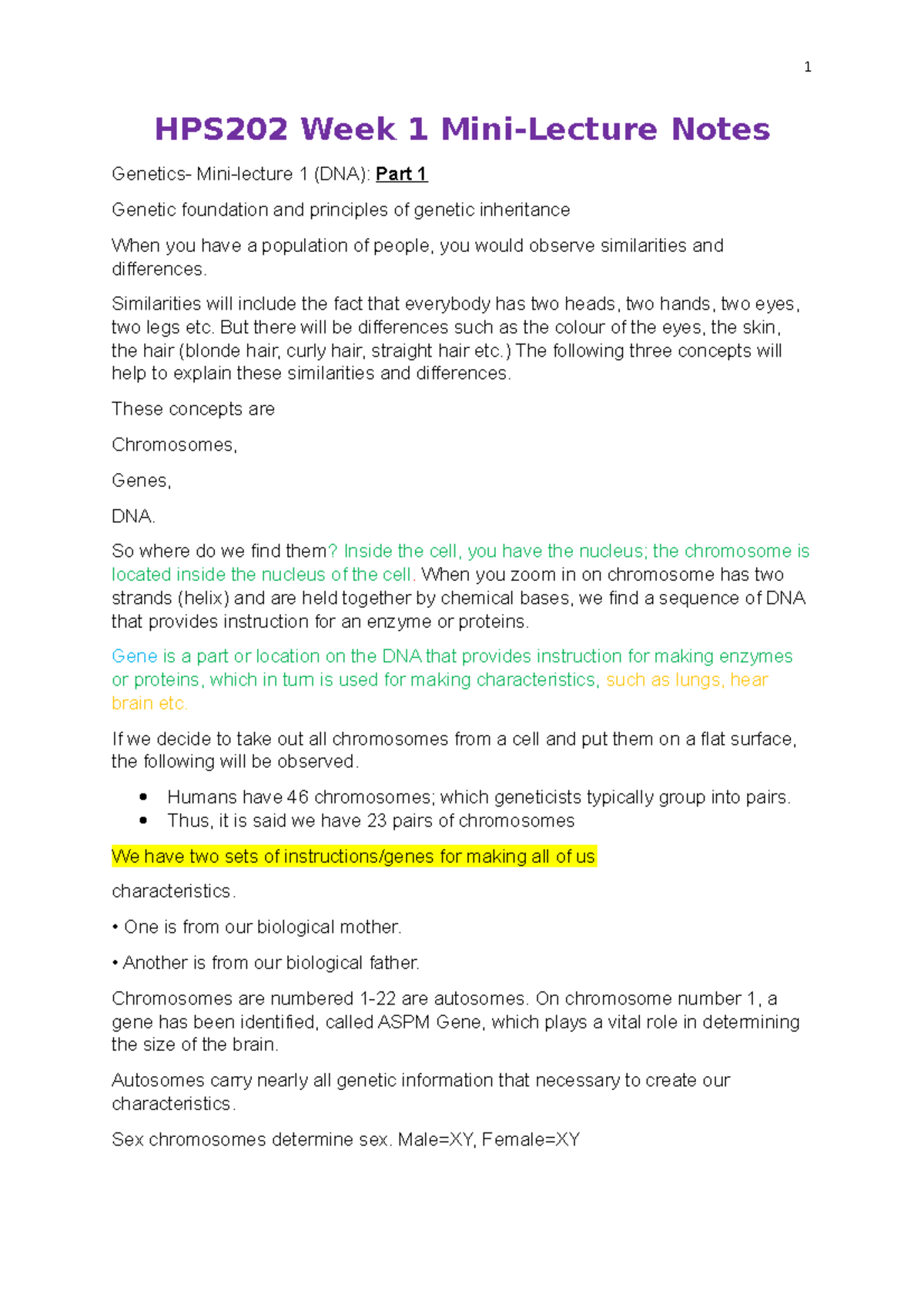 HPS202 Week 1 Lecture Notes - 1 HPS202 Week 1 Mini-Lecture Notes ...