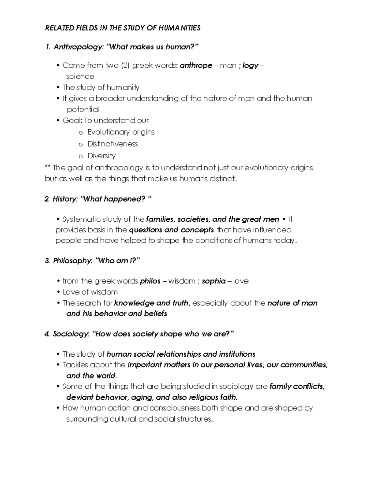 Lesson 2 Related Fields in the study of humanities and some famous ...