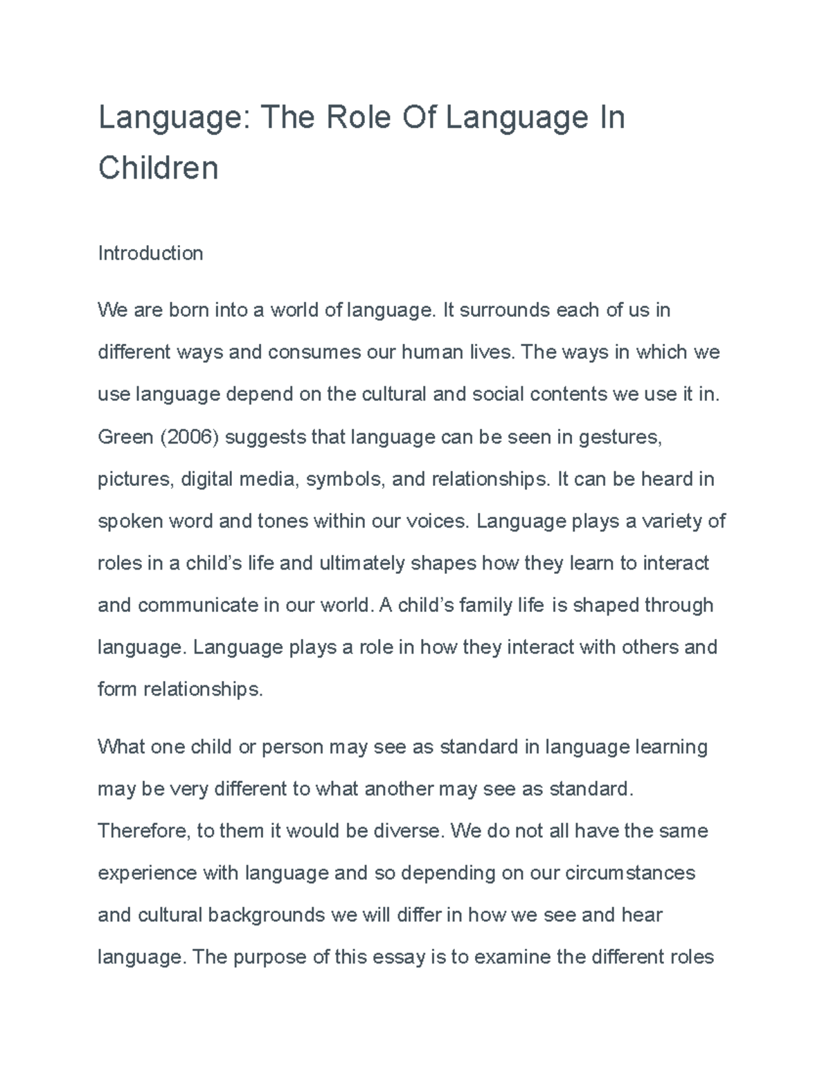 the Role Of Language In Children - Language: The Role Of Language In ...