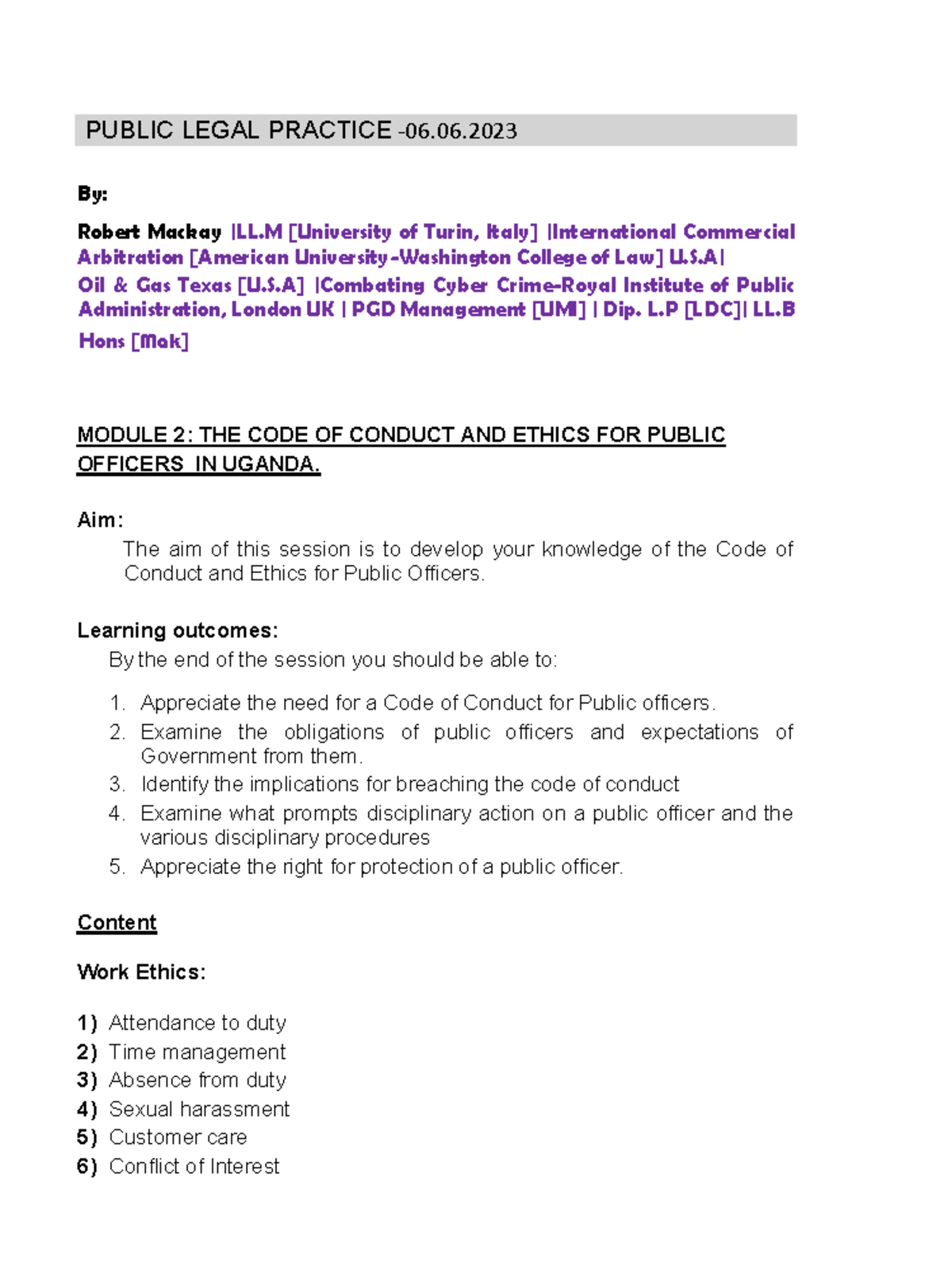 Module 2 Public Legal Practice Mackay-06 - PUBLIC LEGAL PRACTICE -06 ...