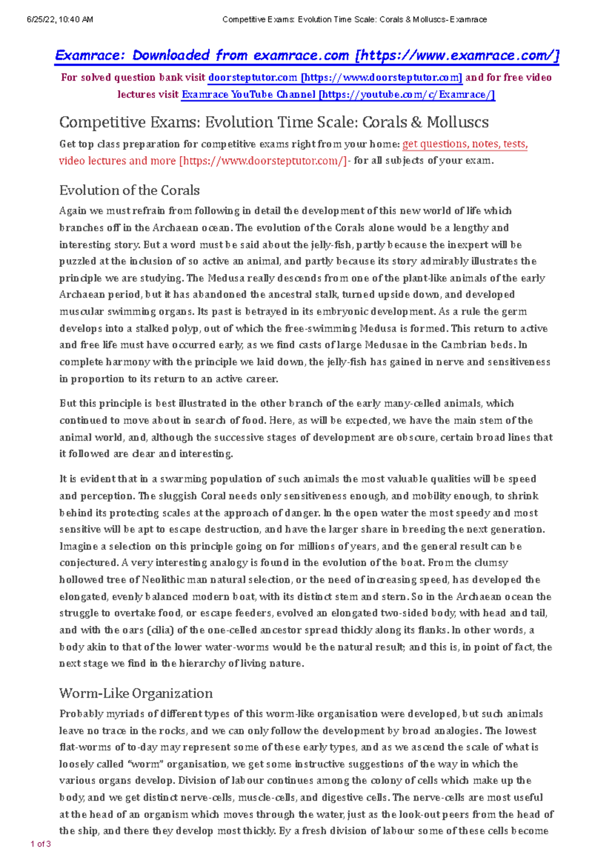 Zoology Time Scale Corals Molluscs - 6/25/22, 10:40 AM Competitive ...