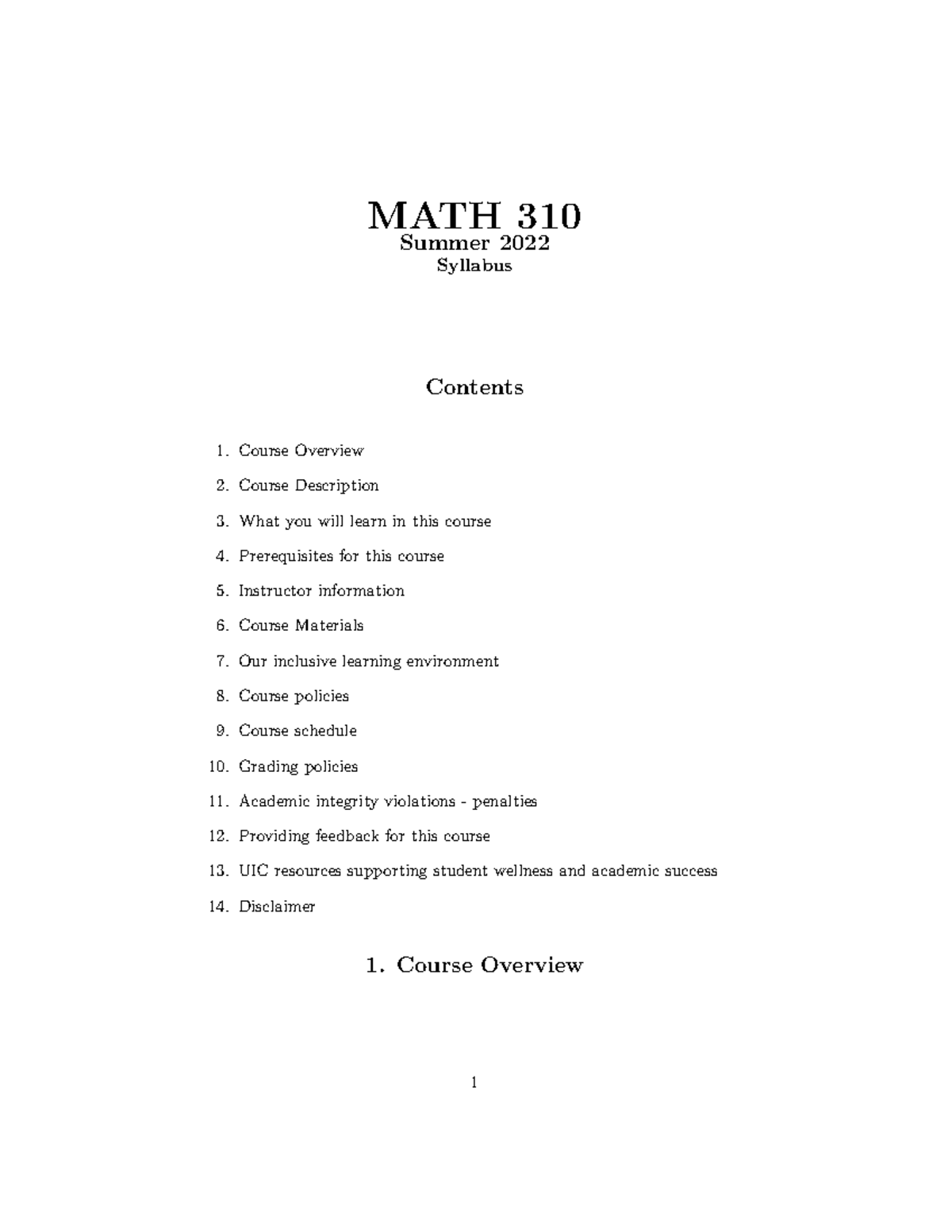 310Syllabus Summer 2022 - MATH 310 Summer 2022 Syllabus Contents Course ...