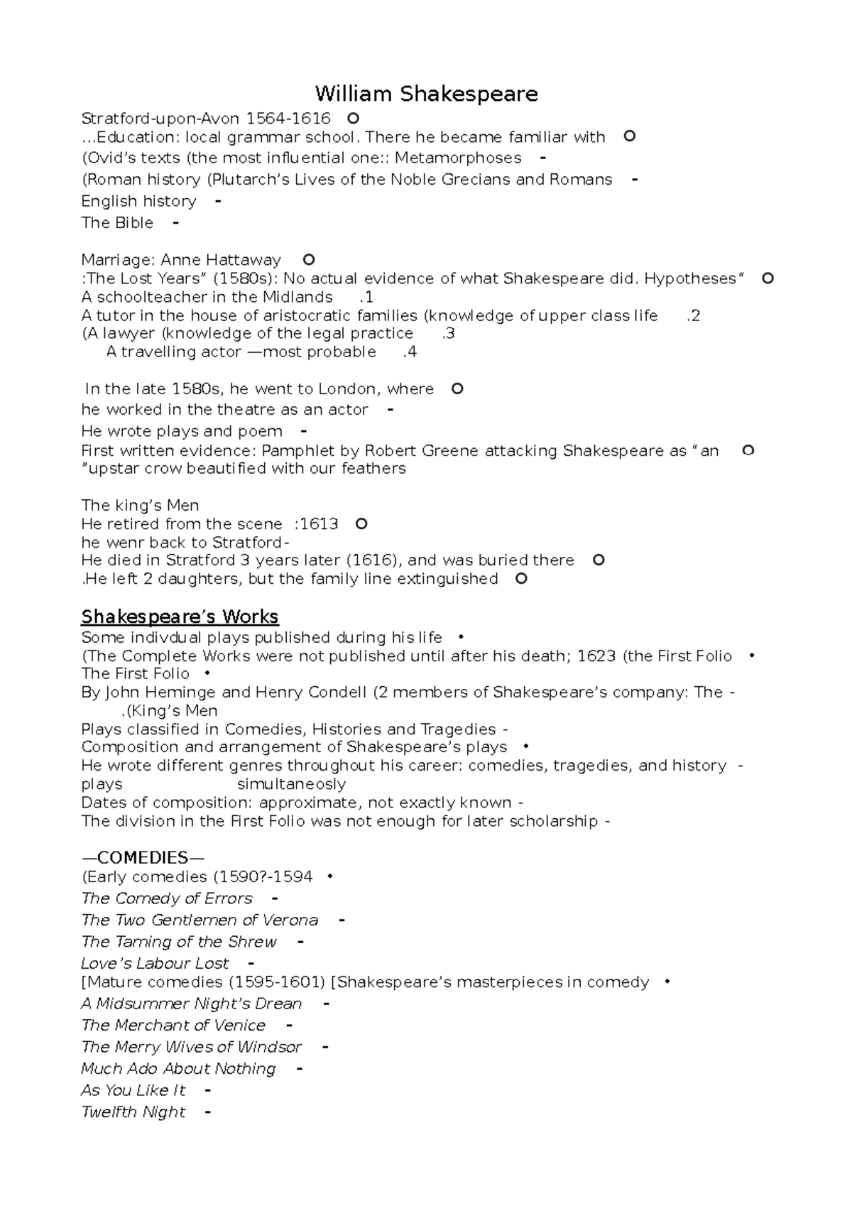 William Shakespeare - William Shakespeare Stratford-upon-Avon 1564 ...