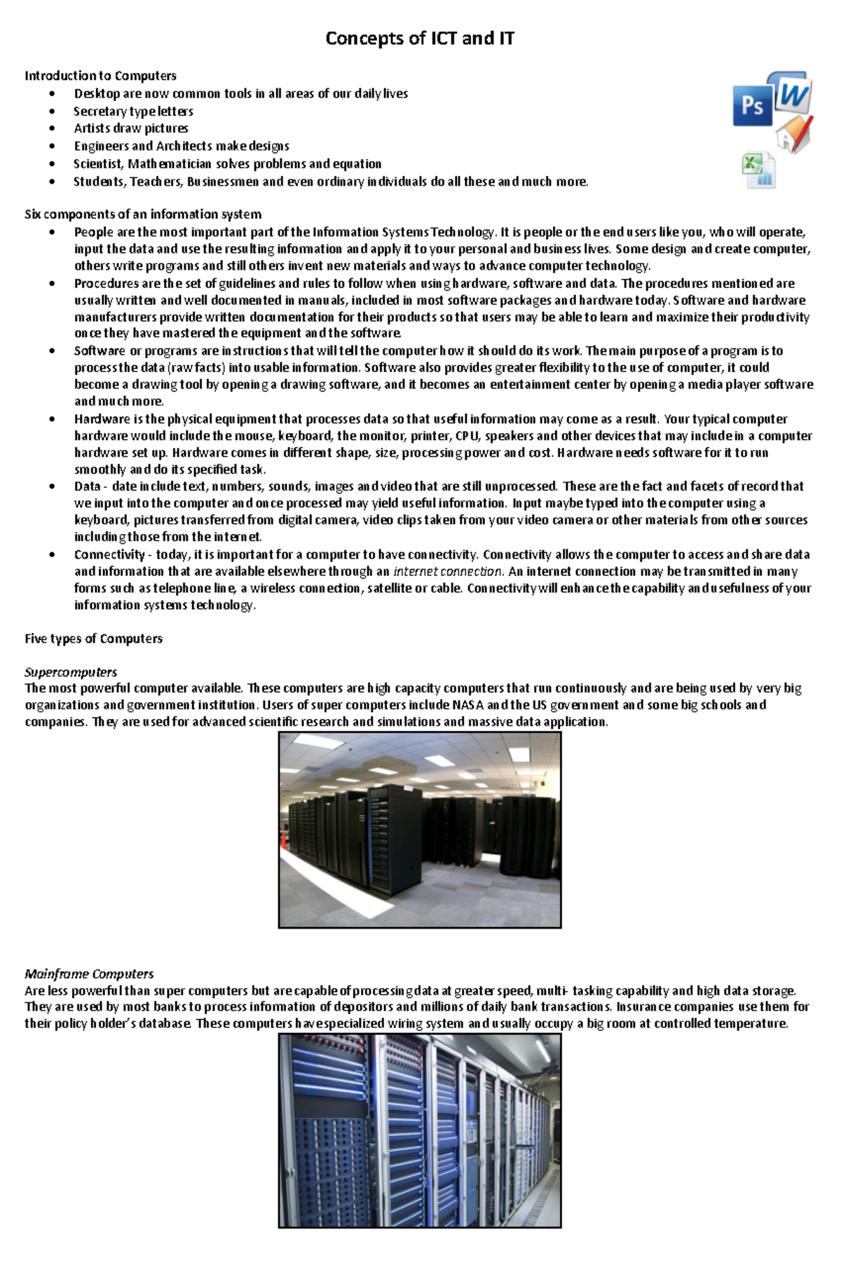 02 Concepts of ICT and IT - Concepts of ICT and IT Introduction to ...