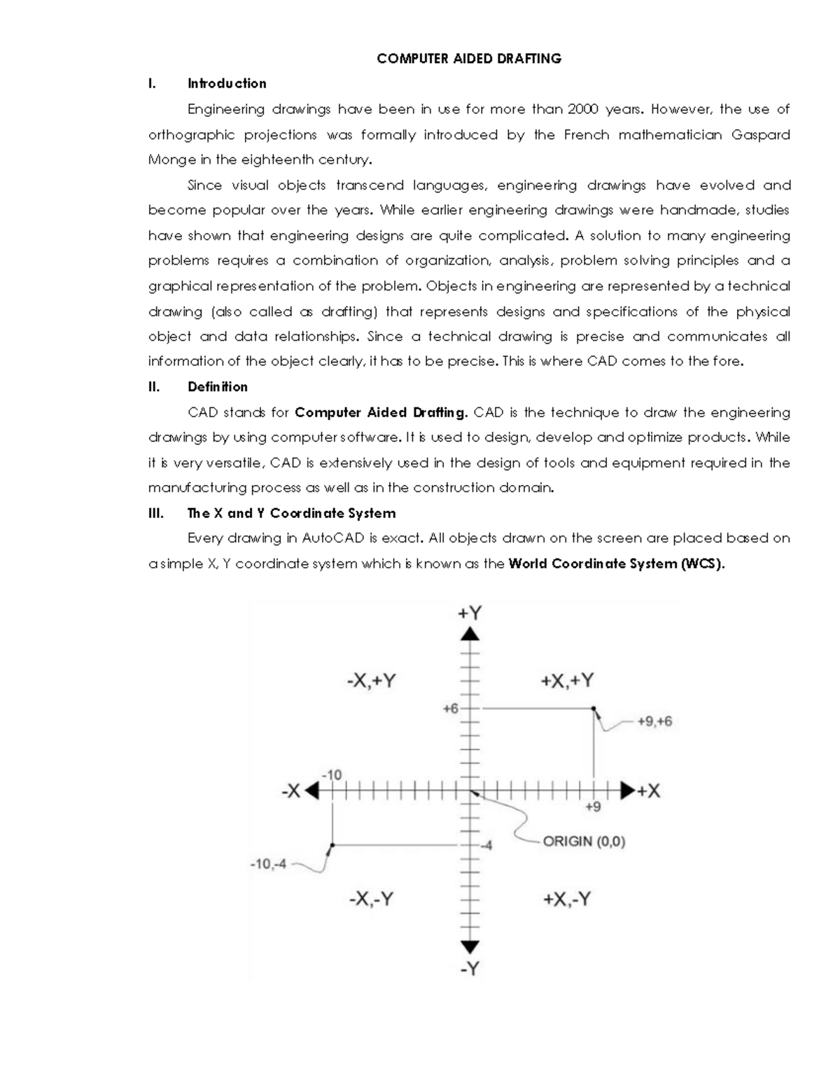 Computer Aided Drafting - COMPUTER AIDED DRAFTING I. Introduction ...