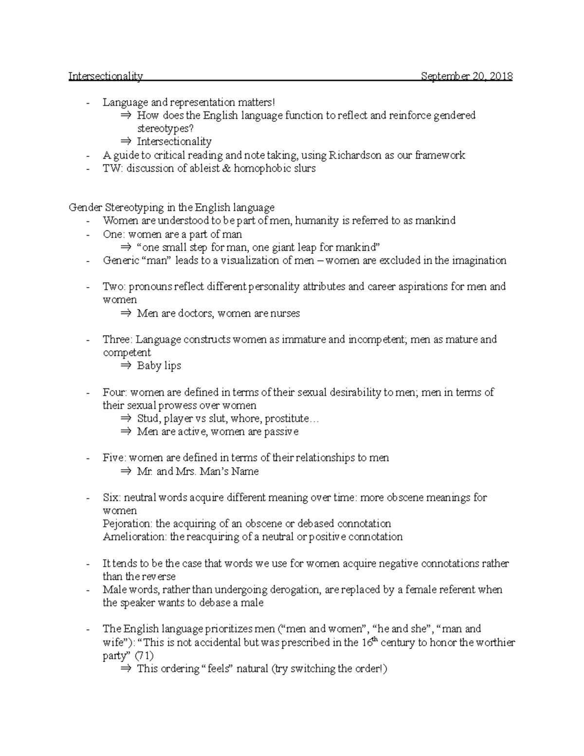 WS1020 - Lecture 3 Notes - 2019 - Intersectionality September 20, 2018 ...