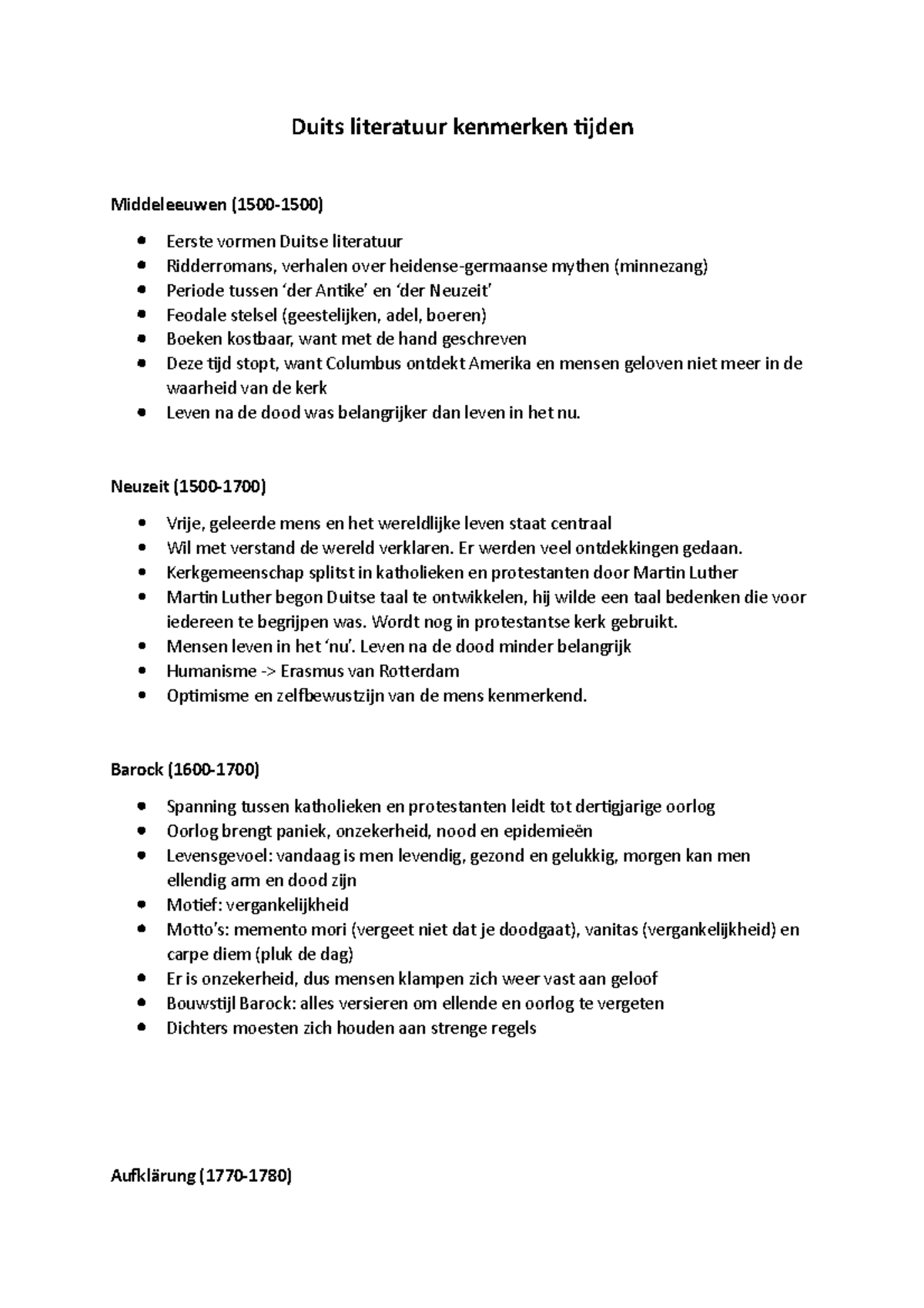 Literatuur kenmerken tijden - Duits literatuur kenmerken tijden ...