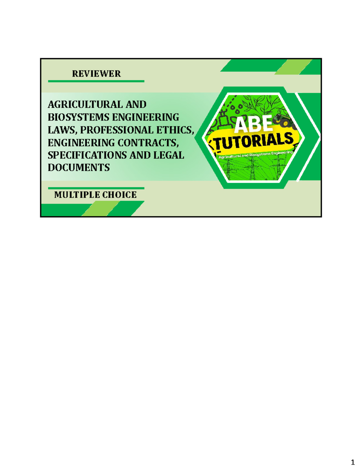 Agricultural AND Biosystems Engineering LAWS Professional Ethics ...