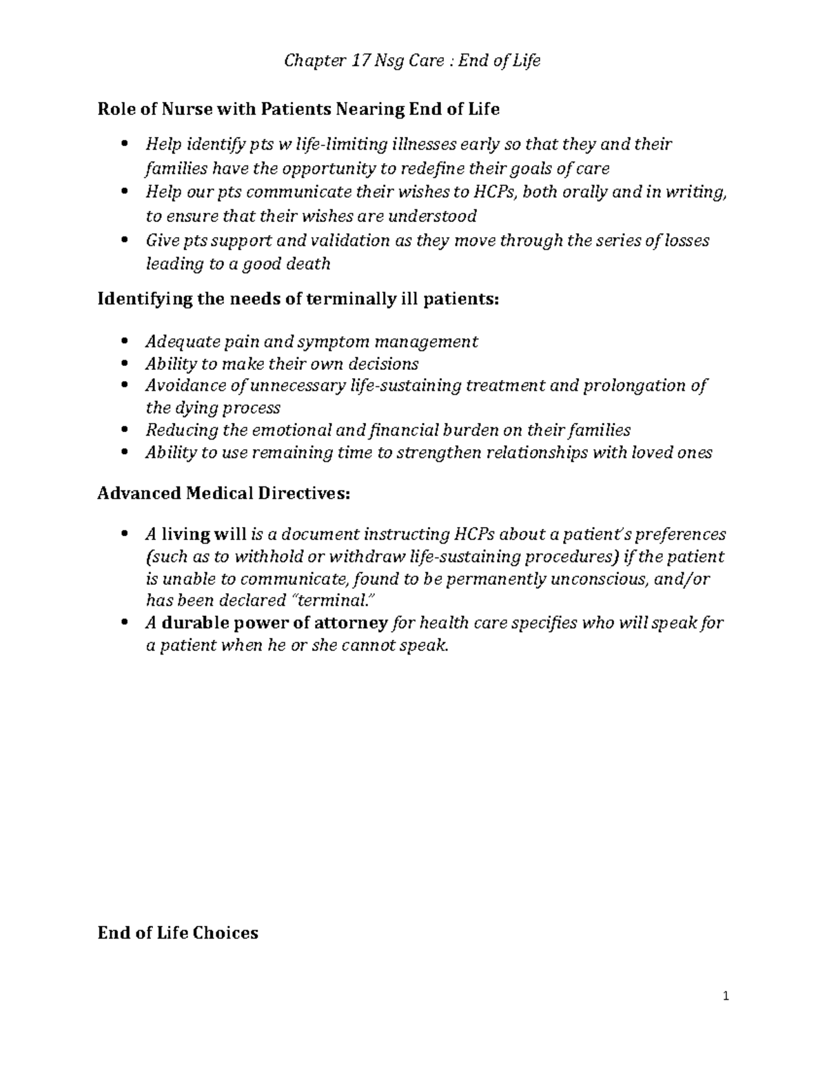 Chapter 17 Notes Nursing Care Of The Patient At End Of Life Role Of chapter-17-notes-nursing-care-of-the-patient-at-end-of-life-role-of