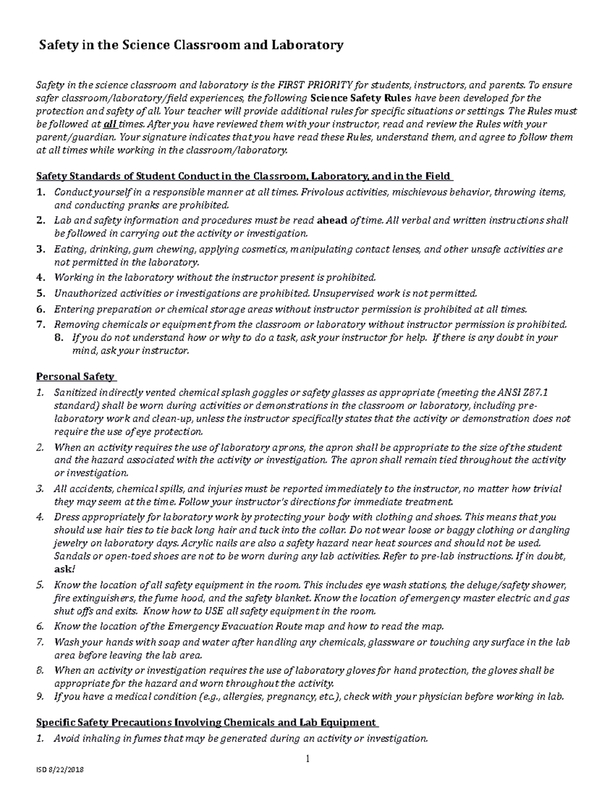 Safety in the Science Classroom and Laboratory and outside - Safety in ...