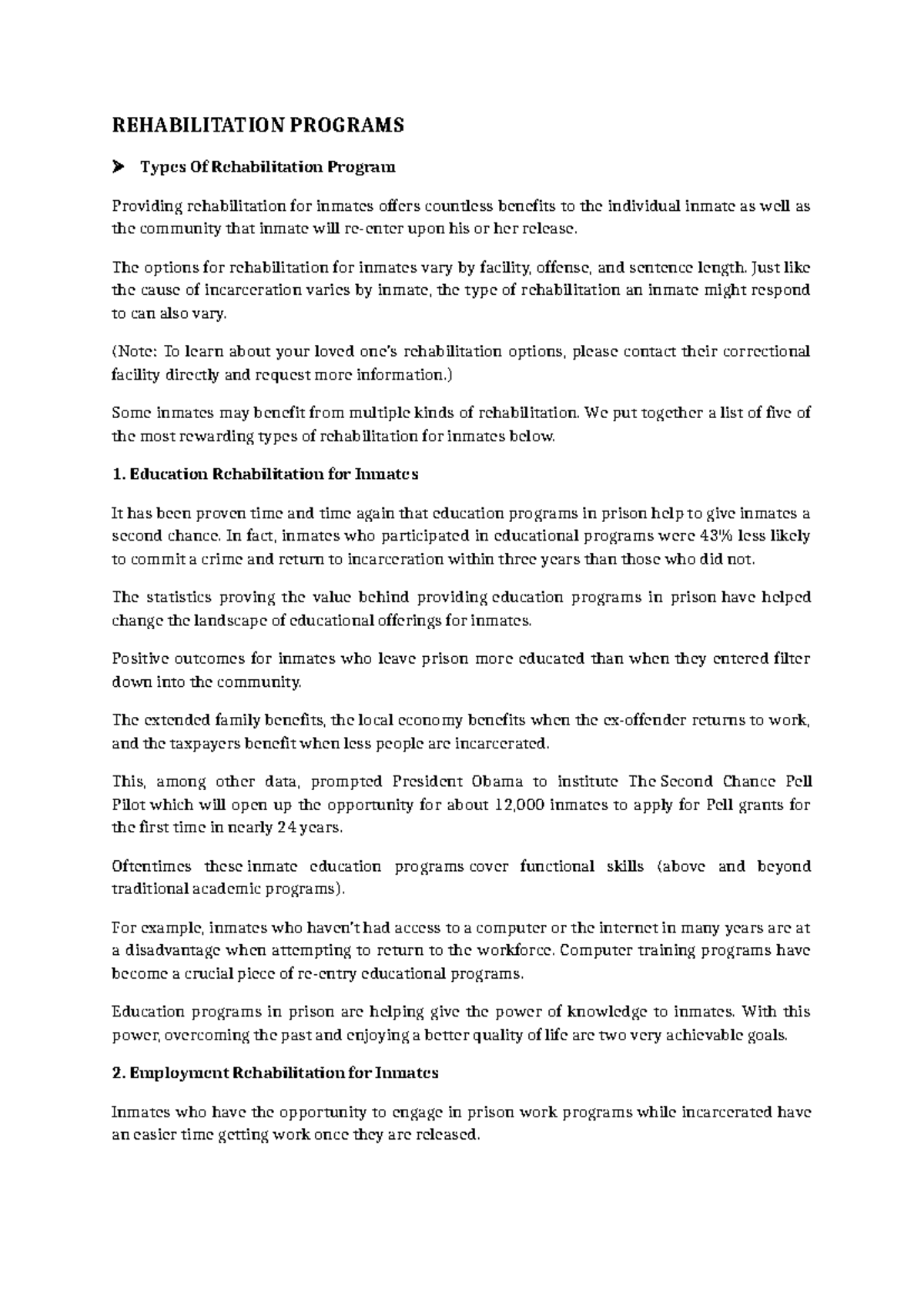 TM- Report - HOPE IT HELPS - REHABILITATION PROGRAMS Types Of ...