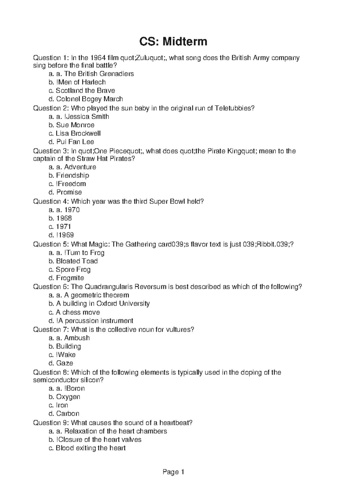 CS 245 Progress Report 9 - CS: Midterm Question 1: In the 1964 film quot;Zuluquot;, what song ...