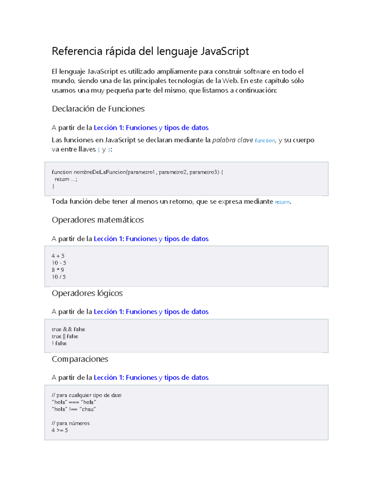 Referencia rápida del lenguaje Java Script - Referencia r·pida del lenguaje JavaScript El ...