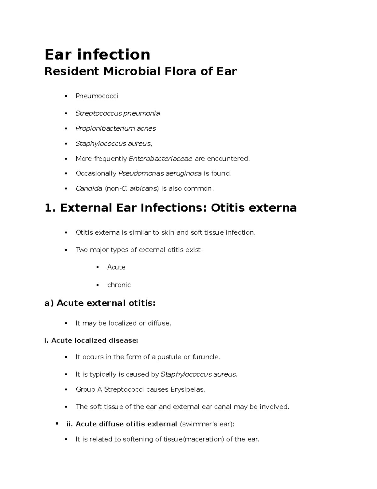 Biology Science 10 - Ear infection Resident Microbial Flora of Ear ...