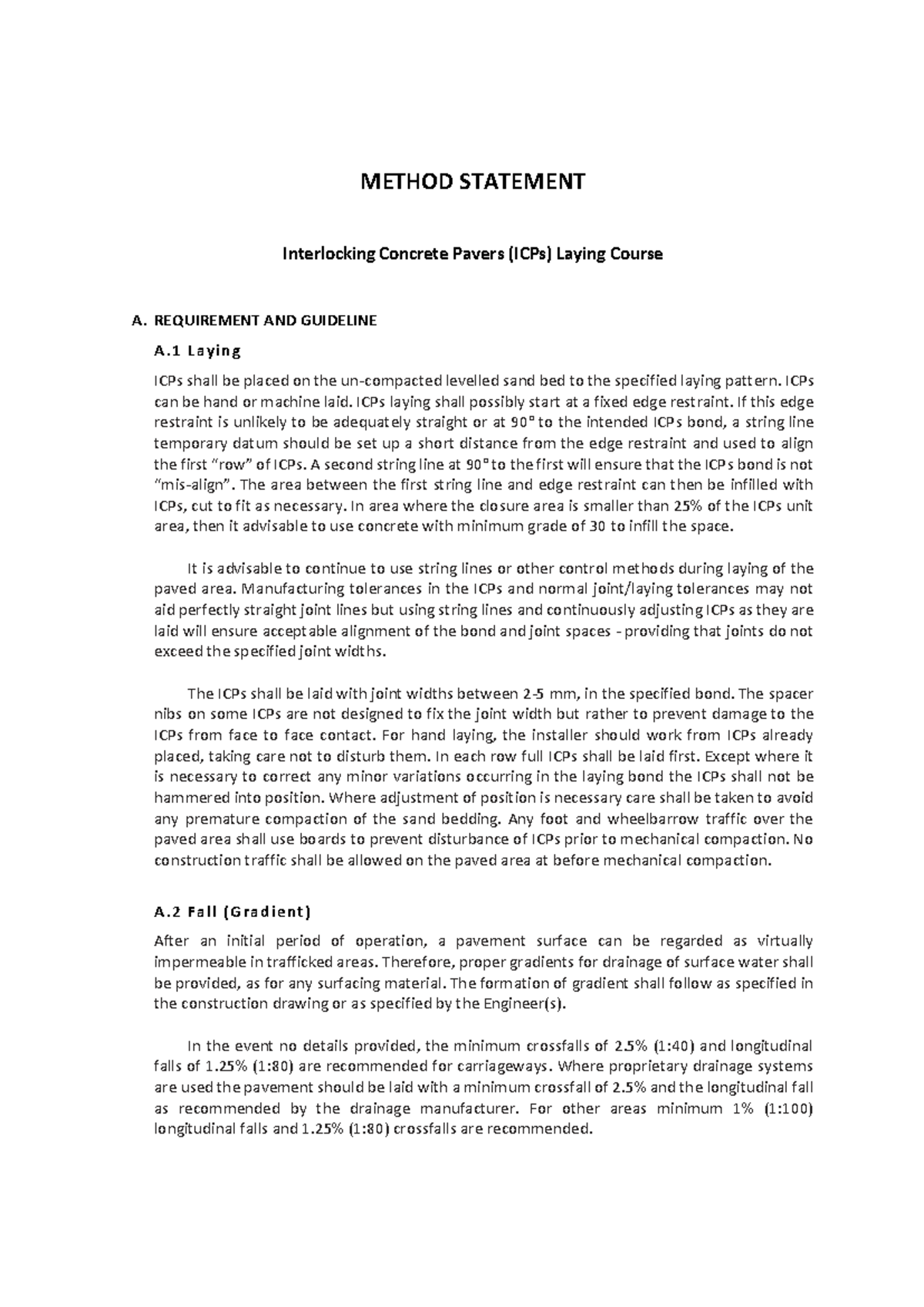 Sunway - Laying Course Method Statement - Laying Course Method ...