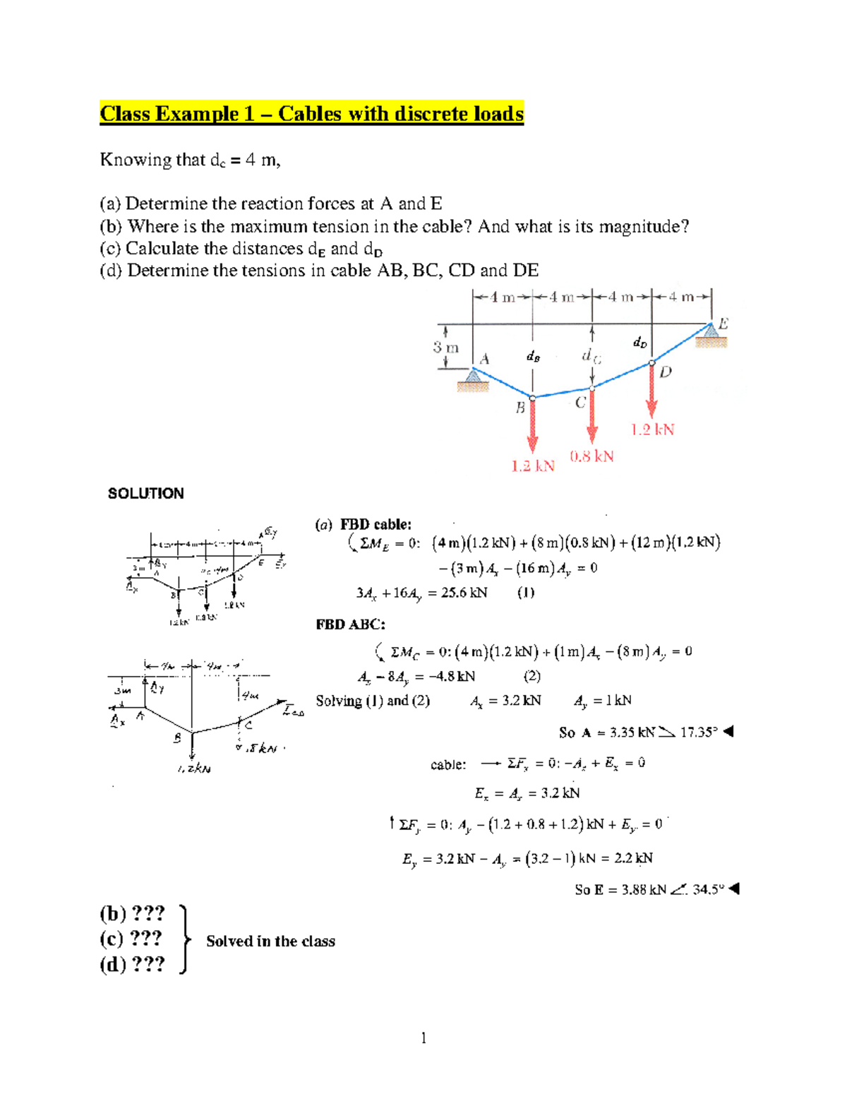 25-Cables-Discrete Loads Class Problems - Class Example 1 – Cables with ...