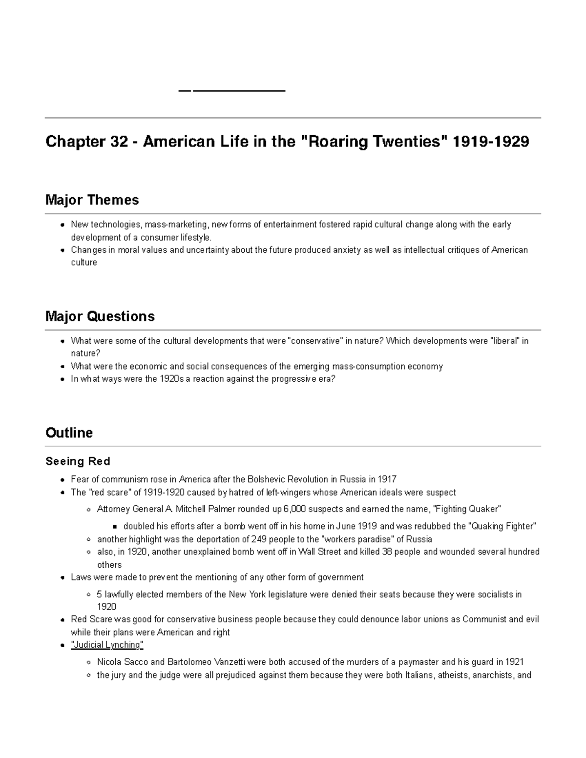 Chapter 32 - American Life in the -Roaring Twenties- 1919-1929 ...