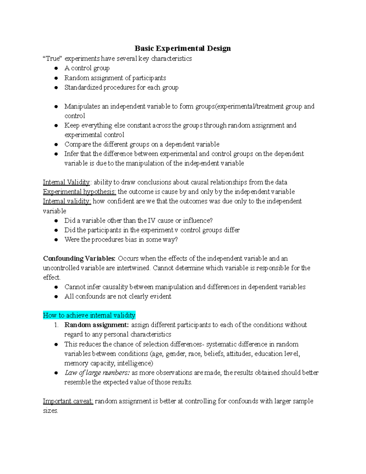 Basic Experimental Design - Basic Experimental Design “True ...