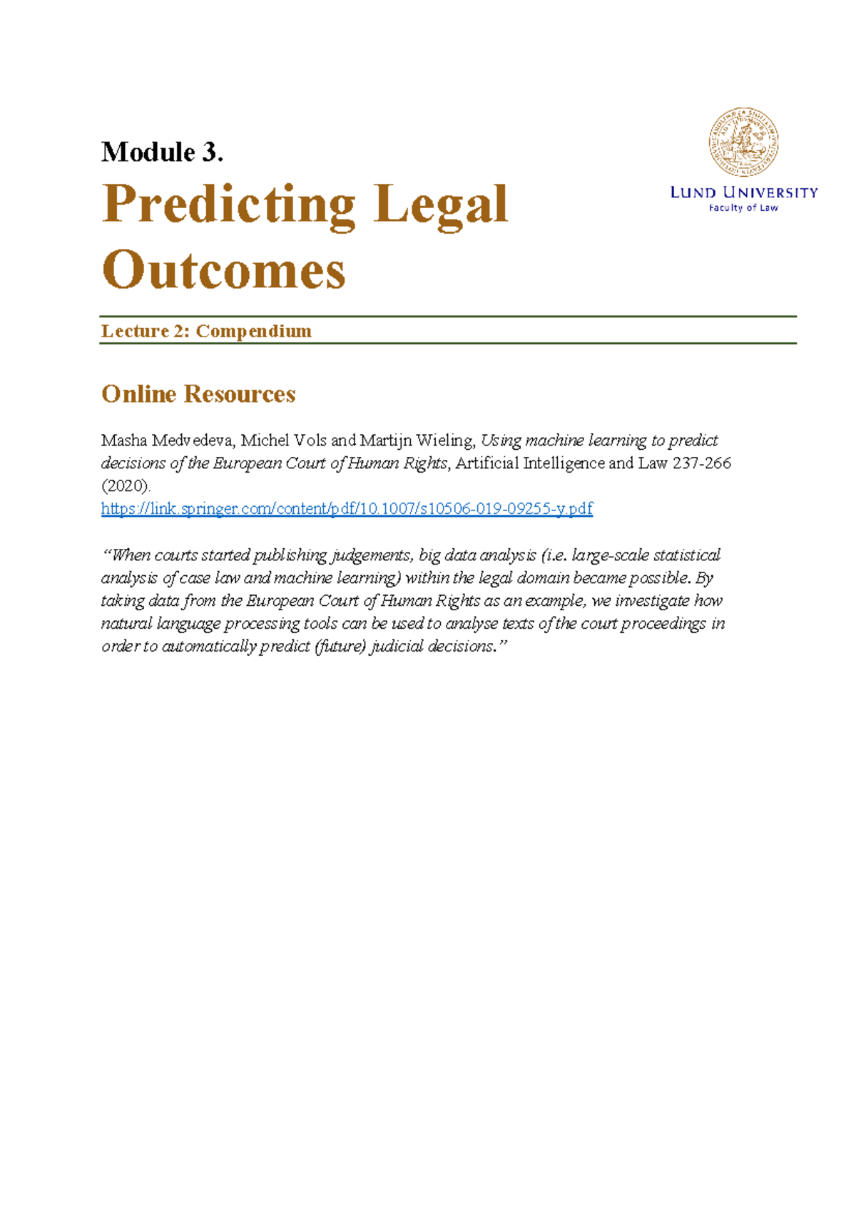 Predicting Legal Outcomes - Module 3. Predicting Legal Outcomes Lecture ...