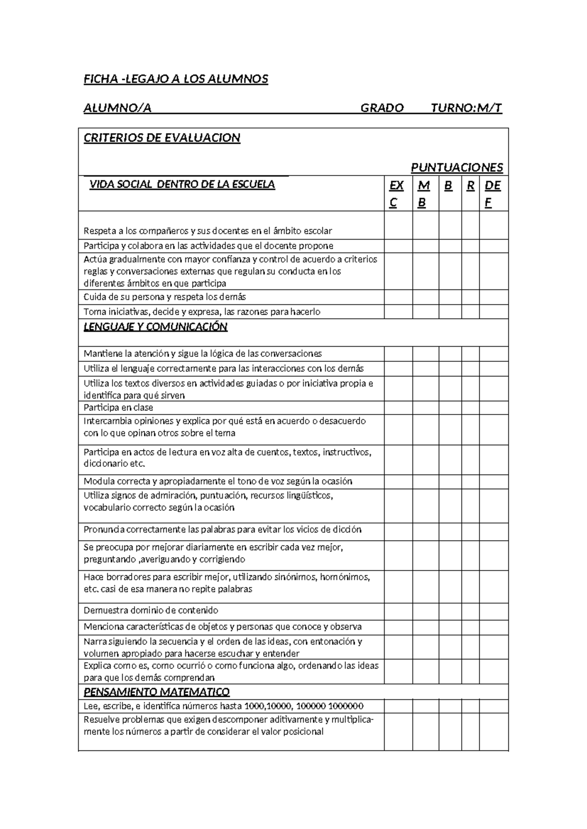 Ficha legajo ejemplo - EVALUAR AL NIÑO - FICHA -LEGAJO A LOS ALUMNOS ...