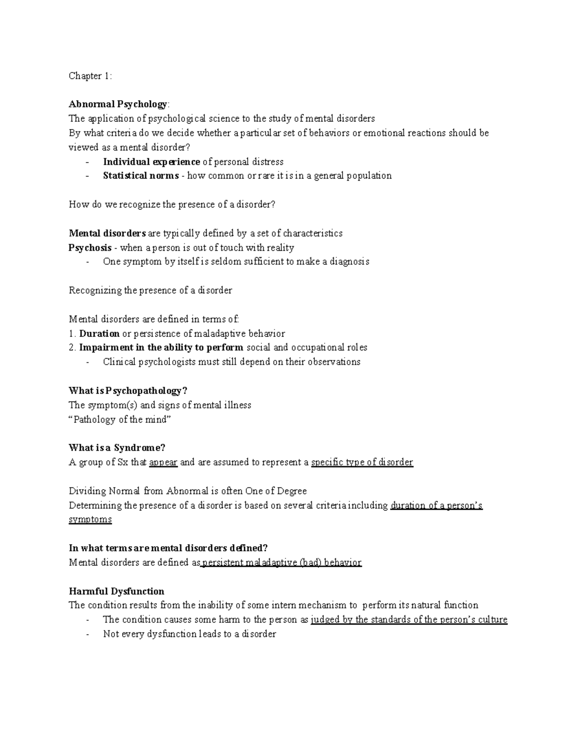 Chapter 1 What is Abnormal Psychology - Abnormal Psych - Chapter 1 ...