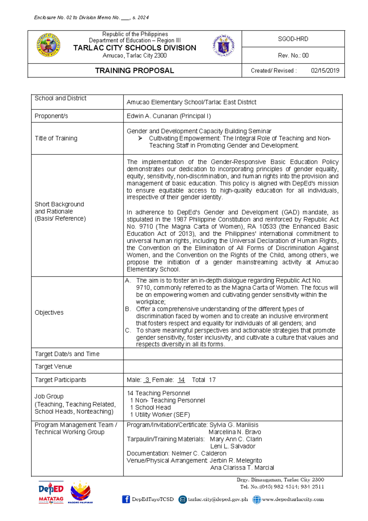 Amucao-ES-GAD- Training- Proposal-2024 - Republic of the Philippines ...