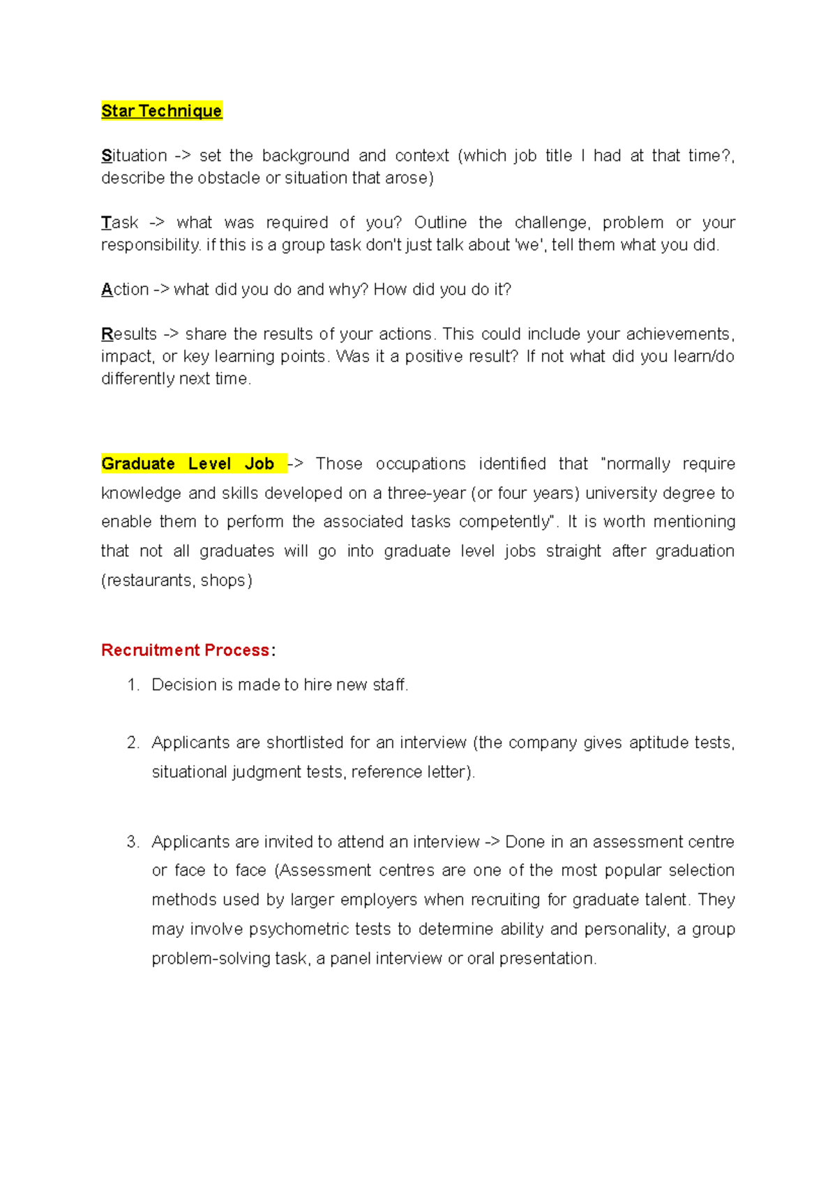 Career Planning - Part 2 - Recruitment Process and Key Terms - Star ...
