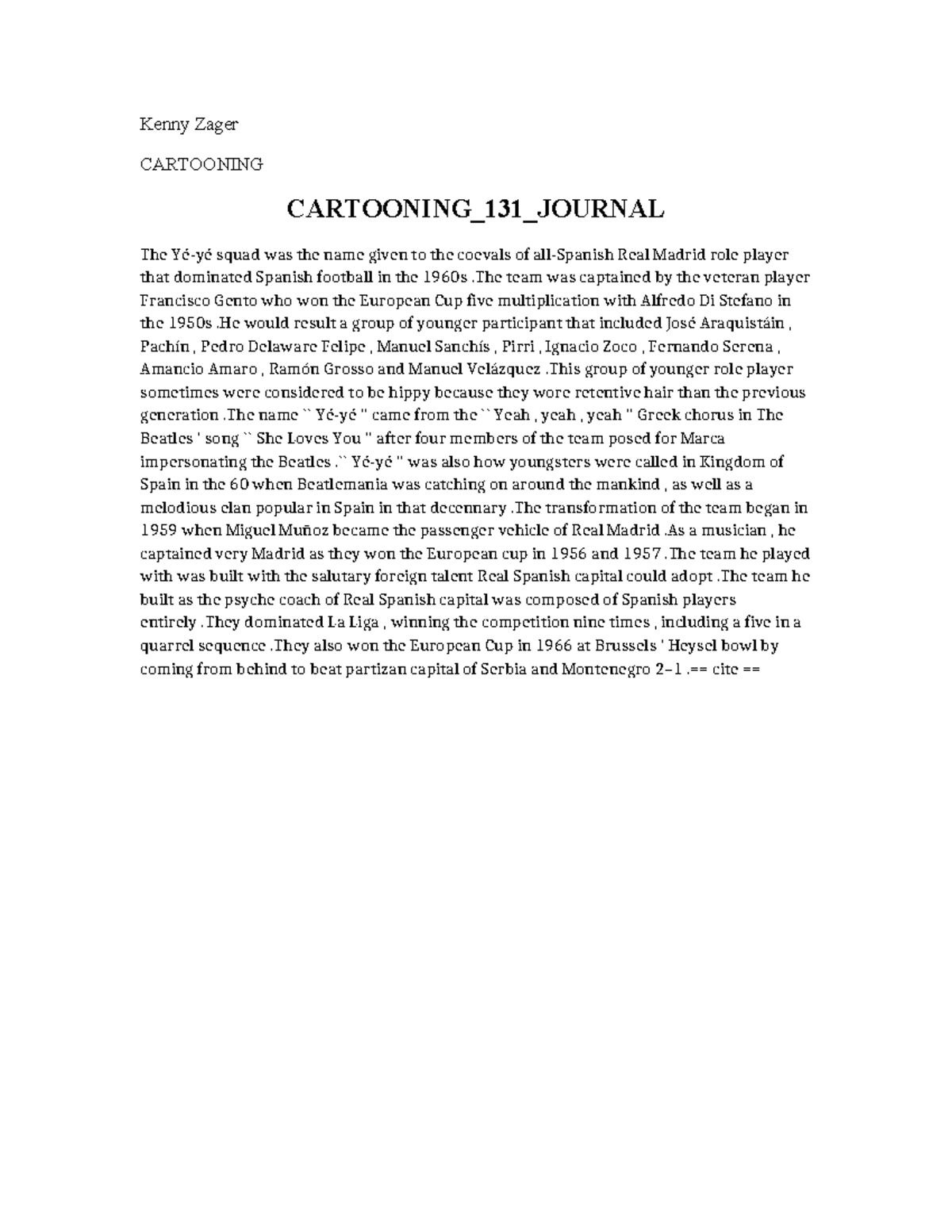 Cartooning 131 Journal - Kenny Zager CARTOONING CARTOONING_131_JOURNAL ...