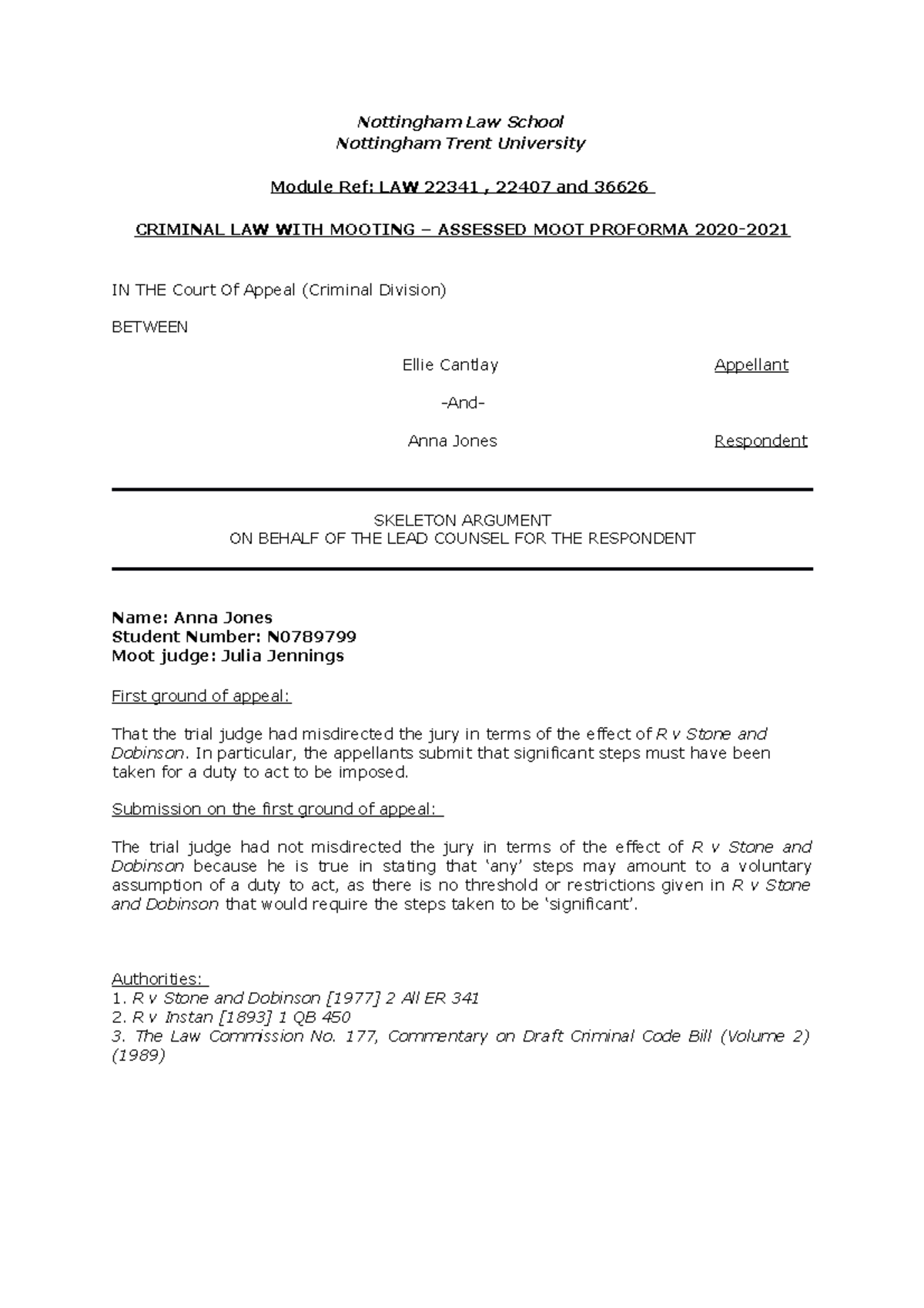 MOOT Proforma - Nottingham Law School Nottingham Trent University ...