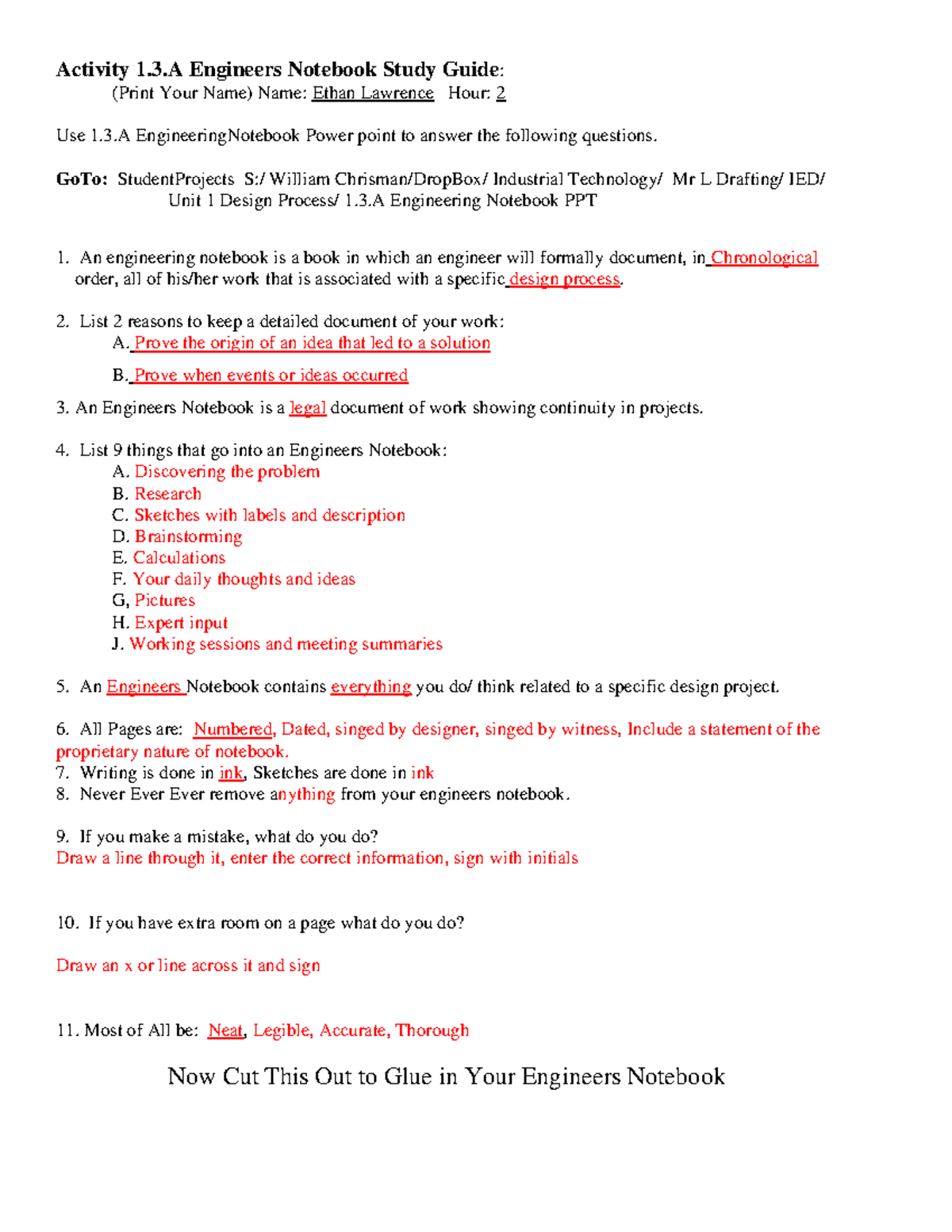 1.3.A Engineering Notebook SG - Activity 1.3 Engineers Notebook Study ...