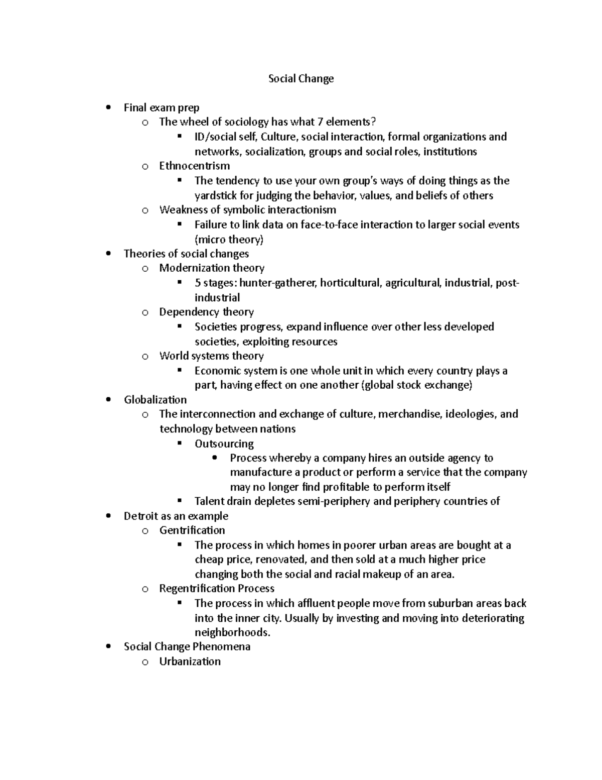 Social Change regarding the final exam - Social Change Final exam prep ...