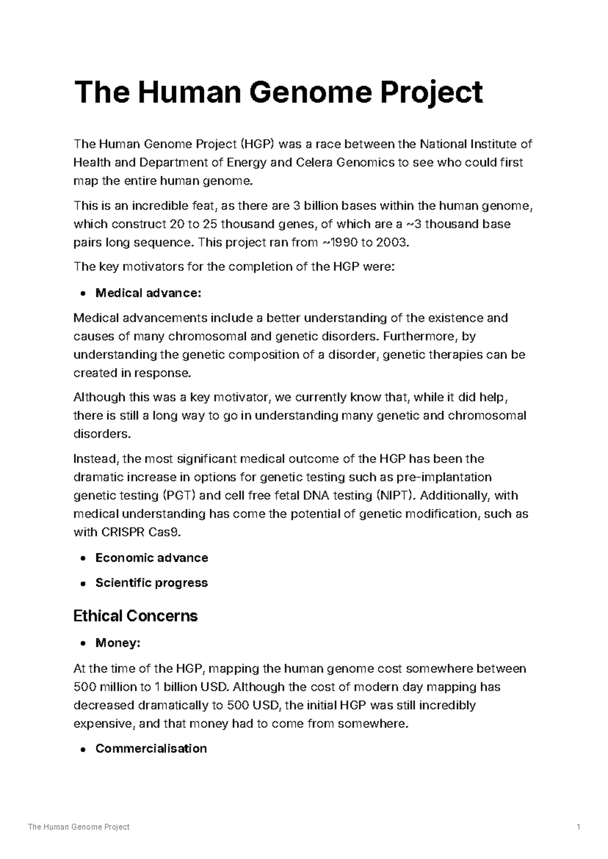 Human Genome Project - Week 2 Notes - The Human Genome Project 1 The ...