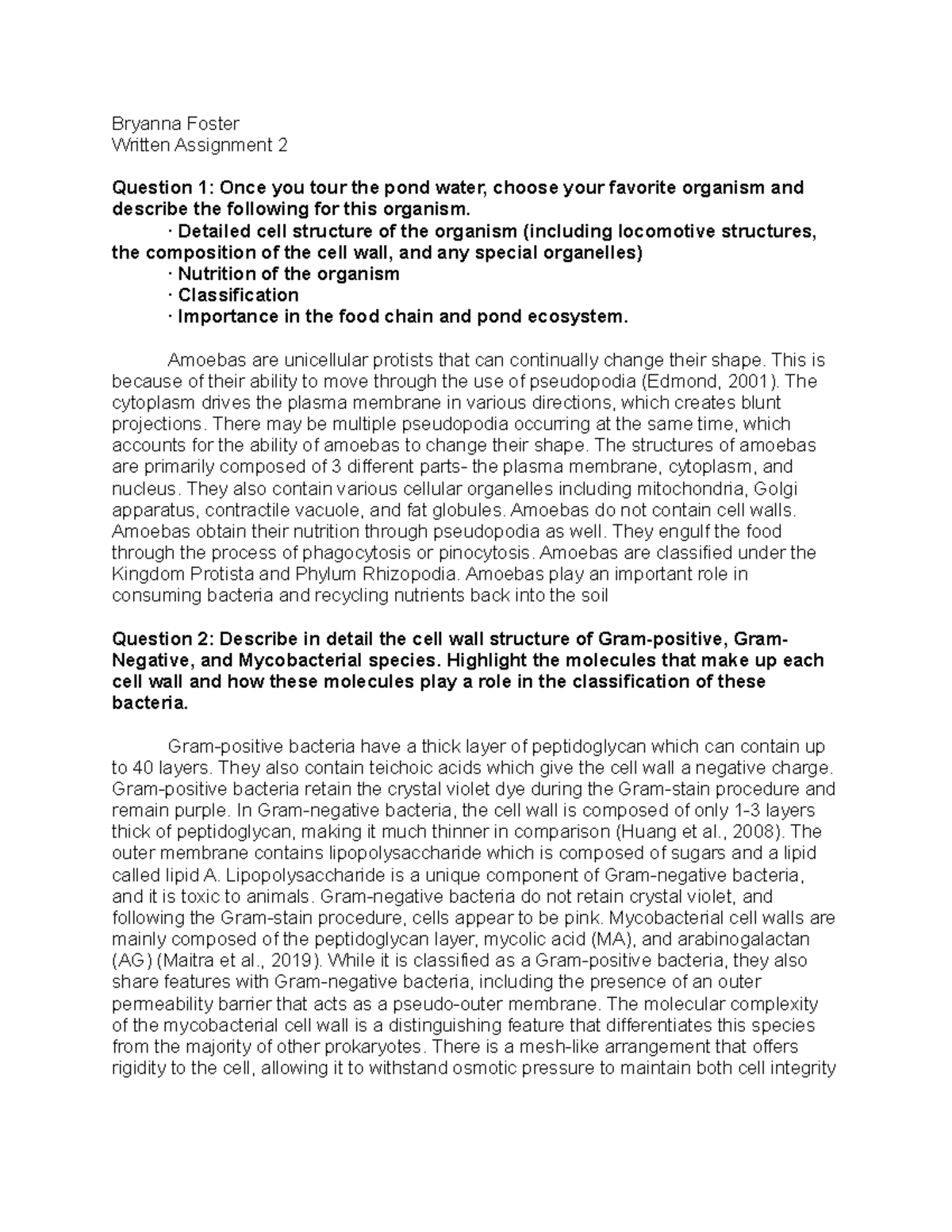 Writtenassignment 2 - Virtual Pond Dip - Bryanna Foster Written ...