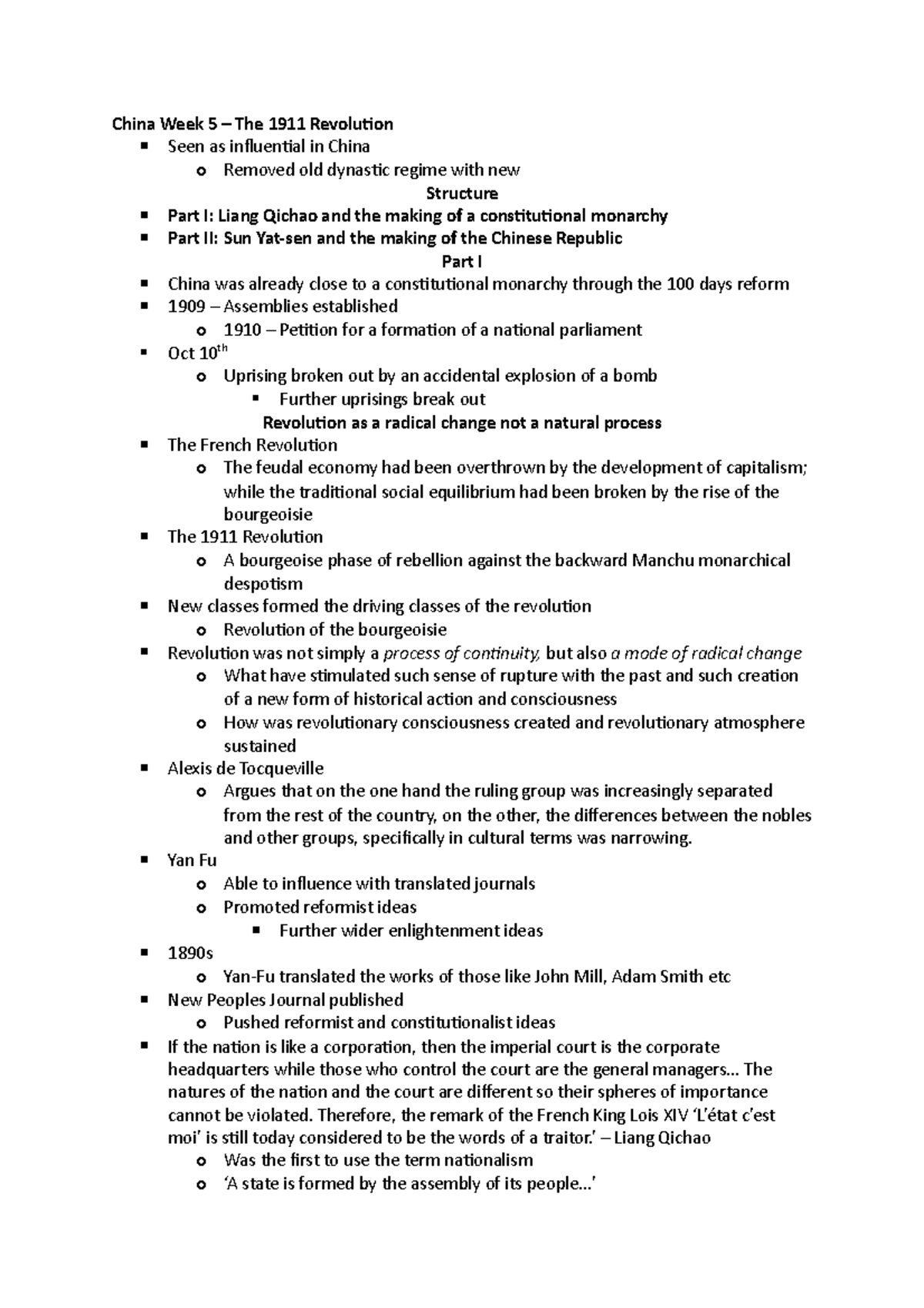 China Week 5 – The 1911 Revolution - China Week 5 – The 1911 Revolution ...