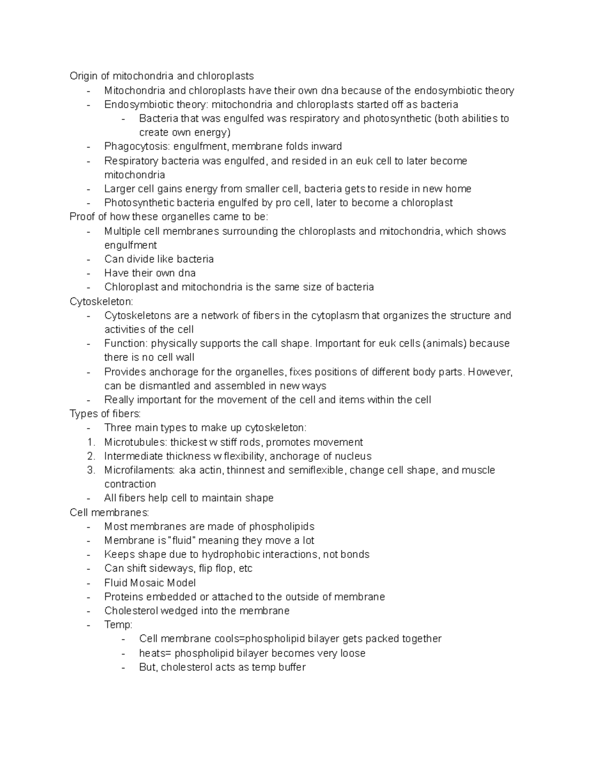 BILD 1 UCSD Membranes and Transport Notes - Origin of mitochondria and ...