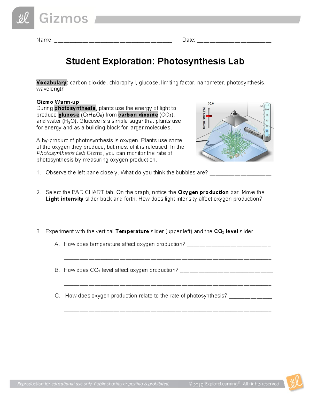 Photosynthesis Lab SE - vgchc - Name ...