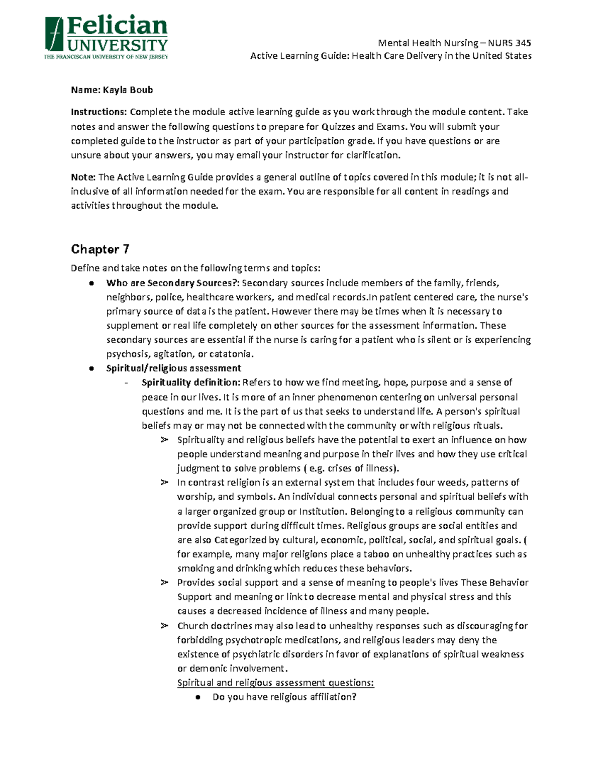 Active learning guide - Take notes and answer the following questions ...