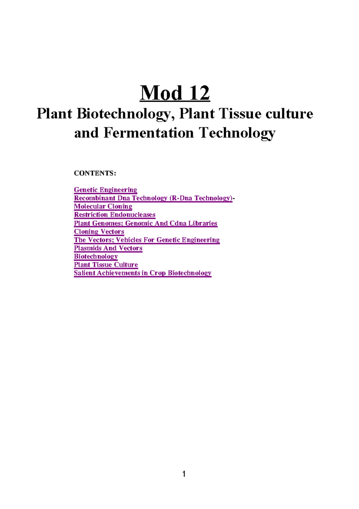Mod 12 note - Life science - Plant Physiology and Biochemistry GENETIC ...