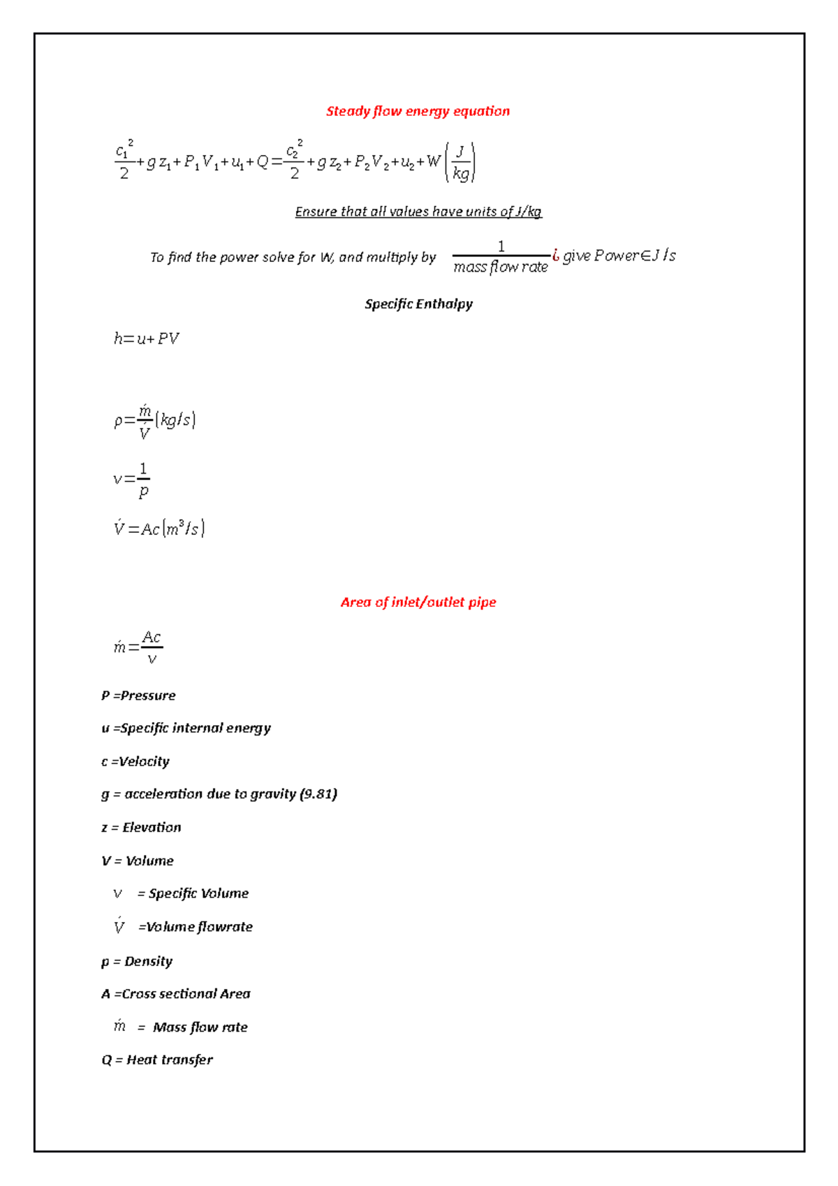 Steady flow energy equation - Studocu