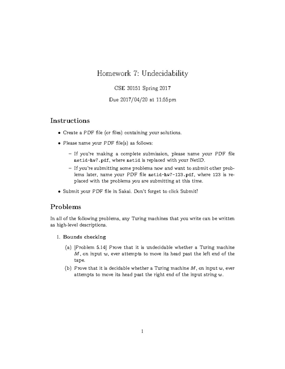 undecidable language examples